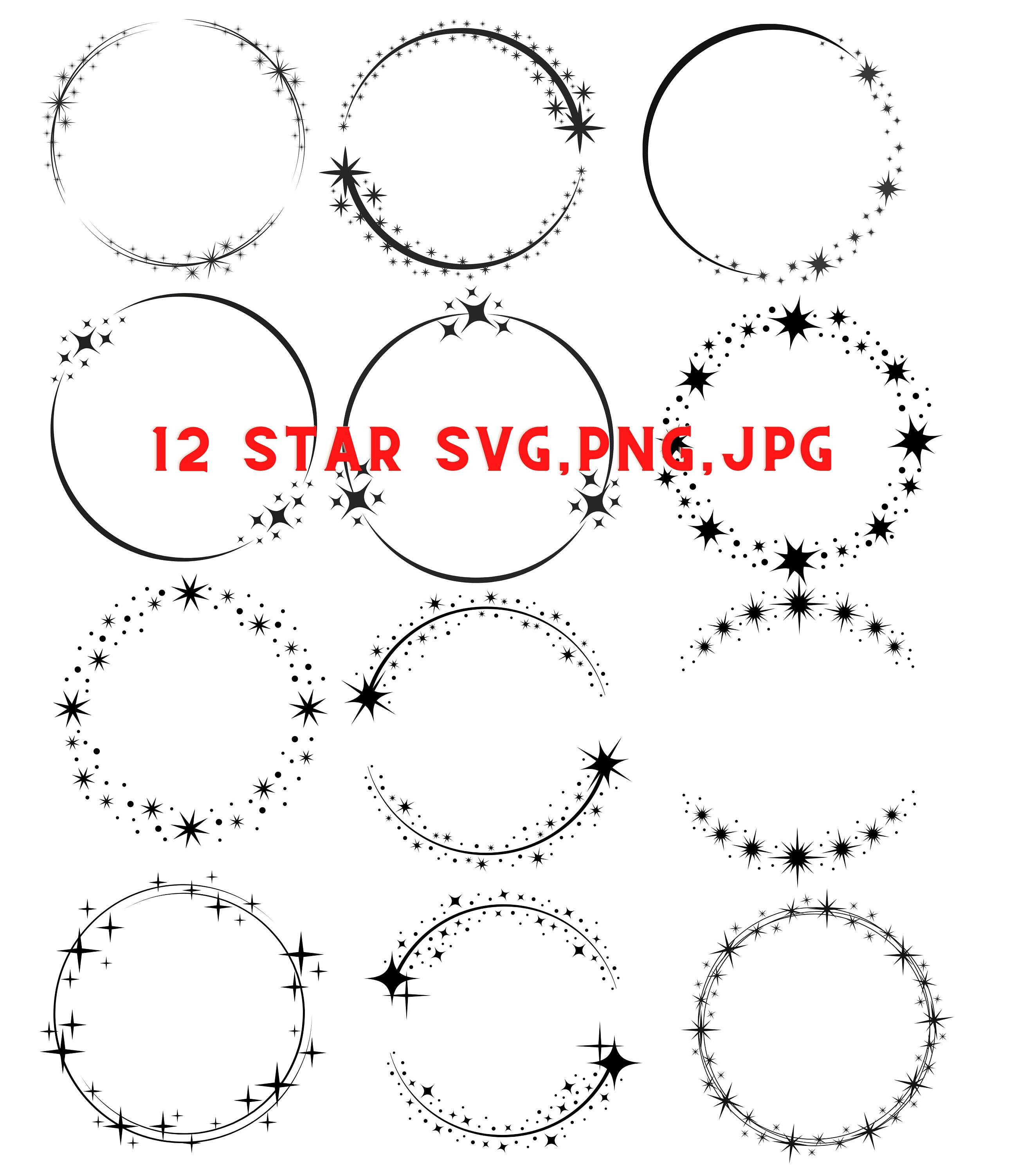 12 Stars SVG circle Star Star SVG Star PNG Jpg Sparkle | Etsy Canada