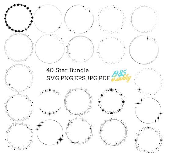 40 Stars SVG circle Star Star SVG Star PNG Jpg Sparkle | Etsy