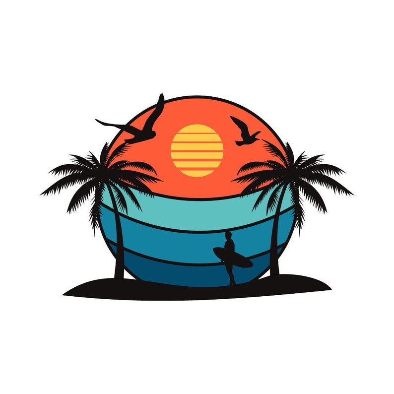 12 Sunset Retro Sunset Over Ocean Scenefile Sunset Scene - Etsy