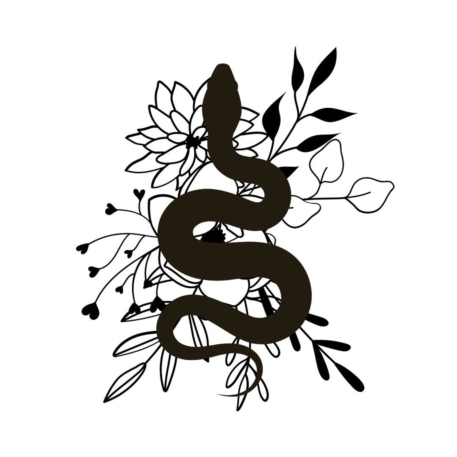 5 Flower Snake Svg, Snake Svg, Floral Snake, Celestial Floral Snake ...