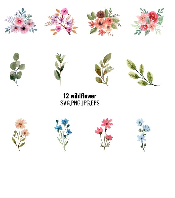 12 Wildflower Svgfloral Svg Bundle Flower Svg Wildflower | Etsy