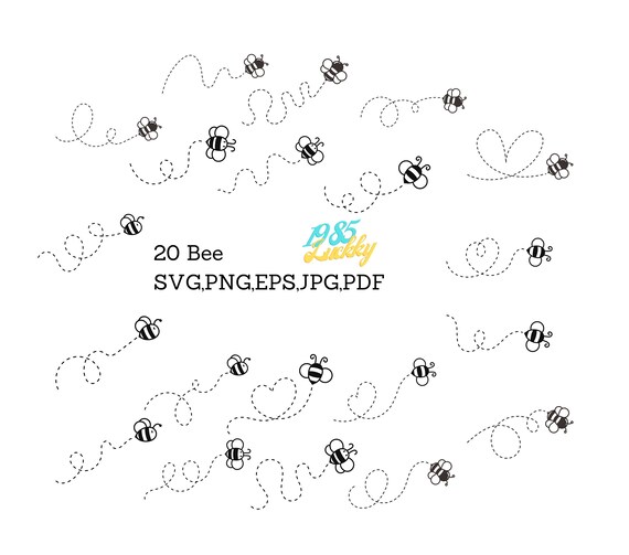 20 Bee SVG Bee Line Bumble Bee SVG Flying Bee Svg Bee | Etsy