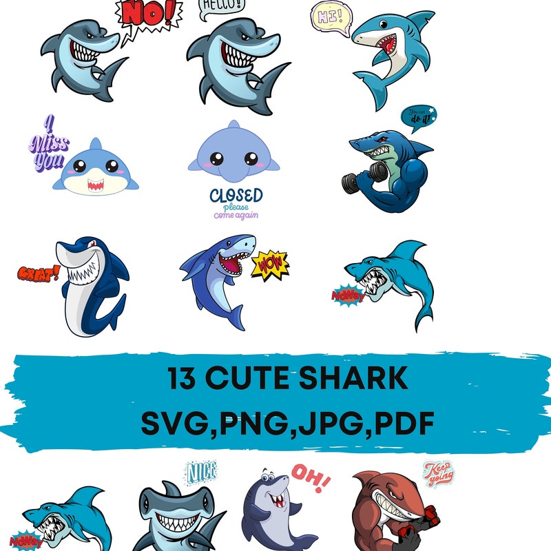 Shark Week Clipart - Etsy