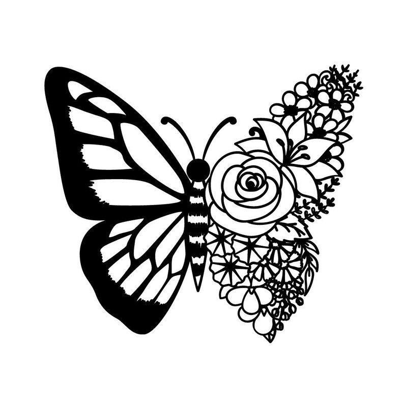 5 Butterfly Svg Floral Butterfly Svg Butterfly Flower Svg - Etsy