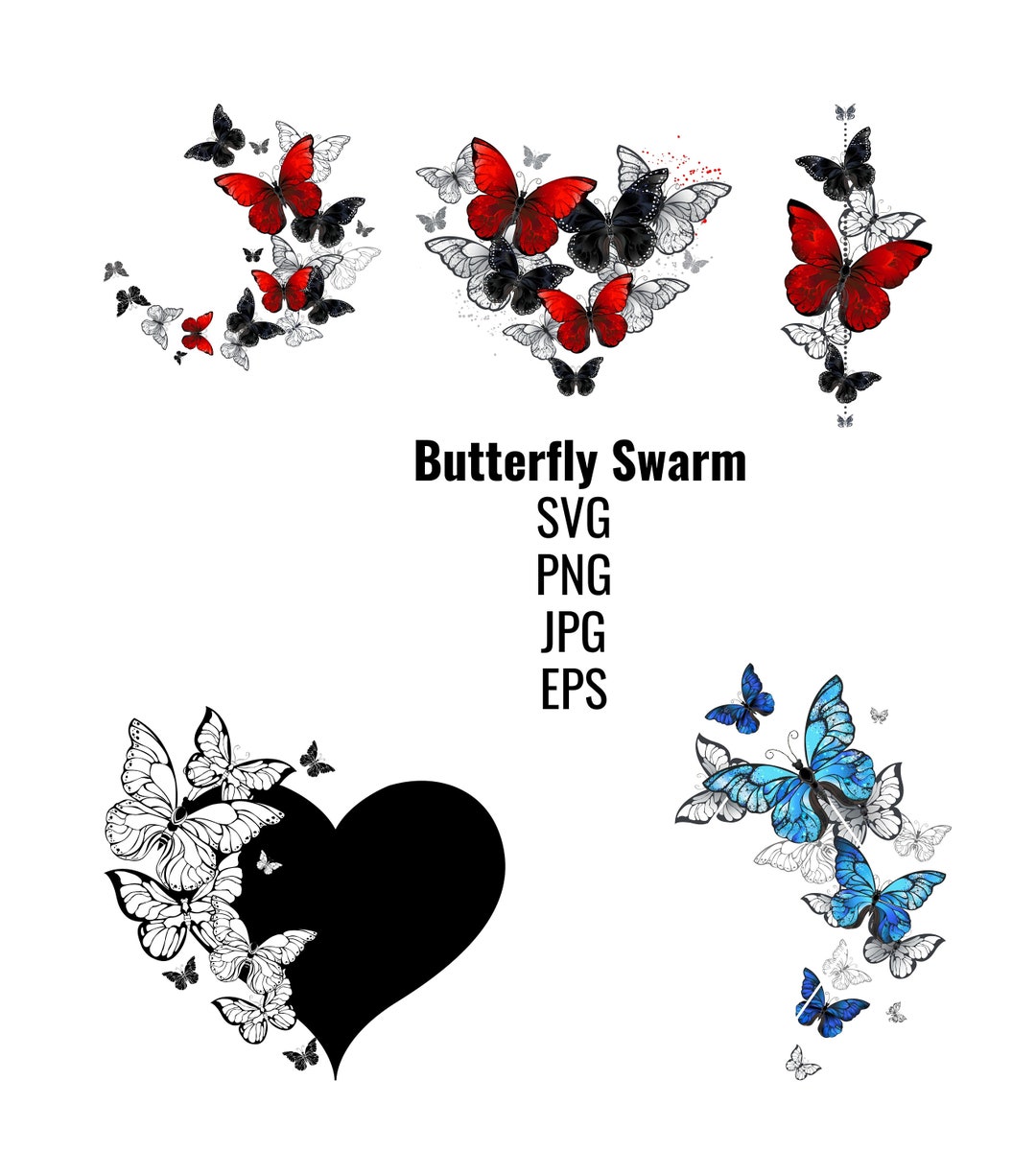 5 Butterfly Swarm SVG, Butterfly SVG File, Layered Butterfly SVG ...