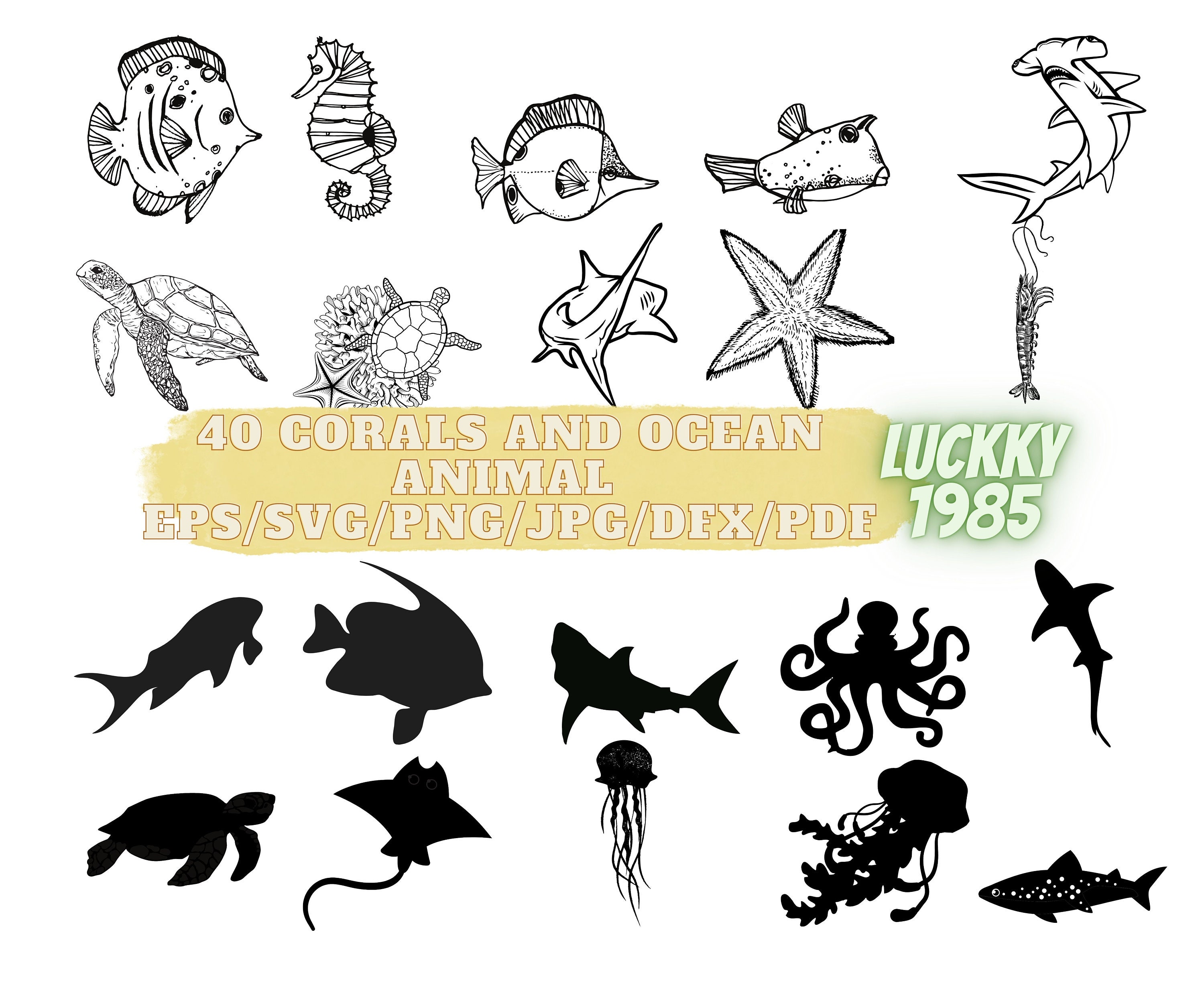 40 CORALS and Ocean Animal SVG, Ocean, Plants, Marine Nature, Sea ...