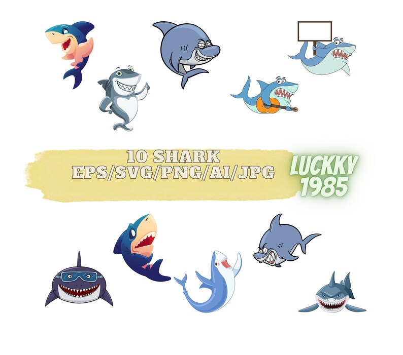 10 Shark Svg Shark Boy Girl Shark Sunglasses Svg Cute Shark - Etsy