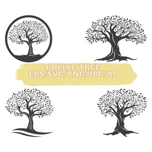 4 Olive Tree Vector SVG Cut File | Pattern Panel | Tree of Life Svg ...