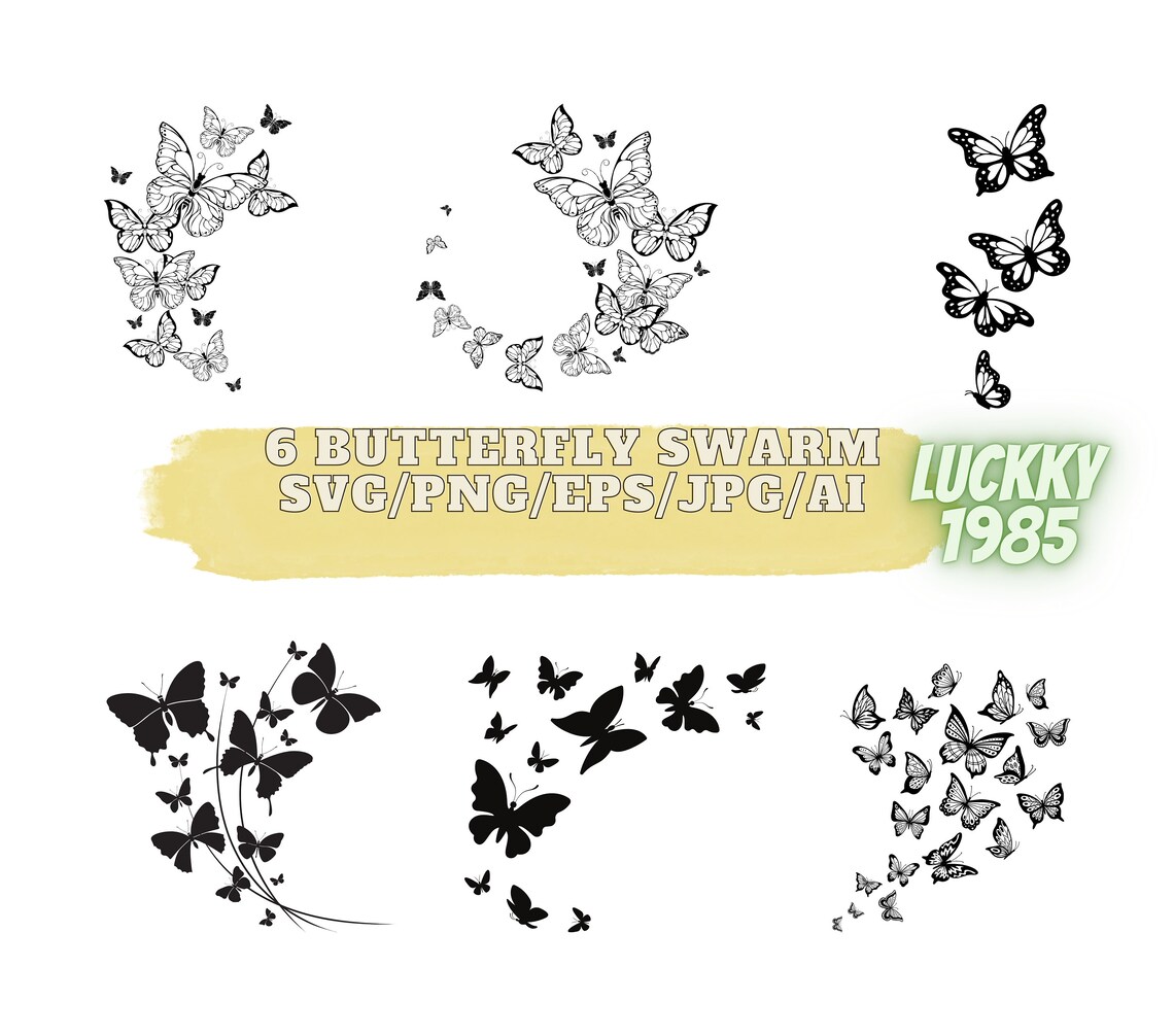 6 Butterfly Swarm SVG Butterfly SVG File Layered Butterfly - Etsy