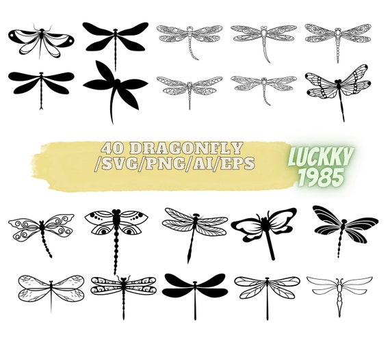 40 Dragonfly Svg Dragonflies Svg Ai and Pdf Downloadable - Etsy Australia