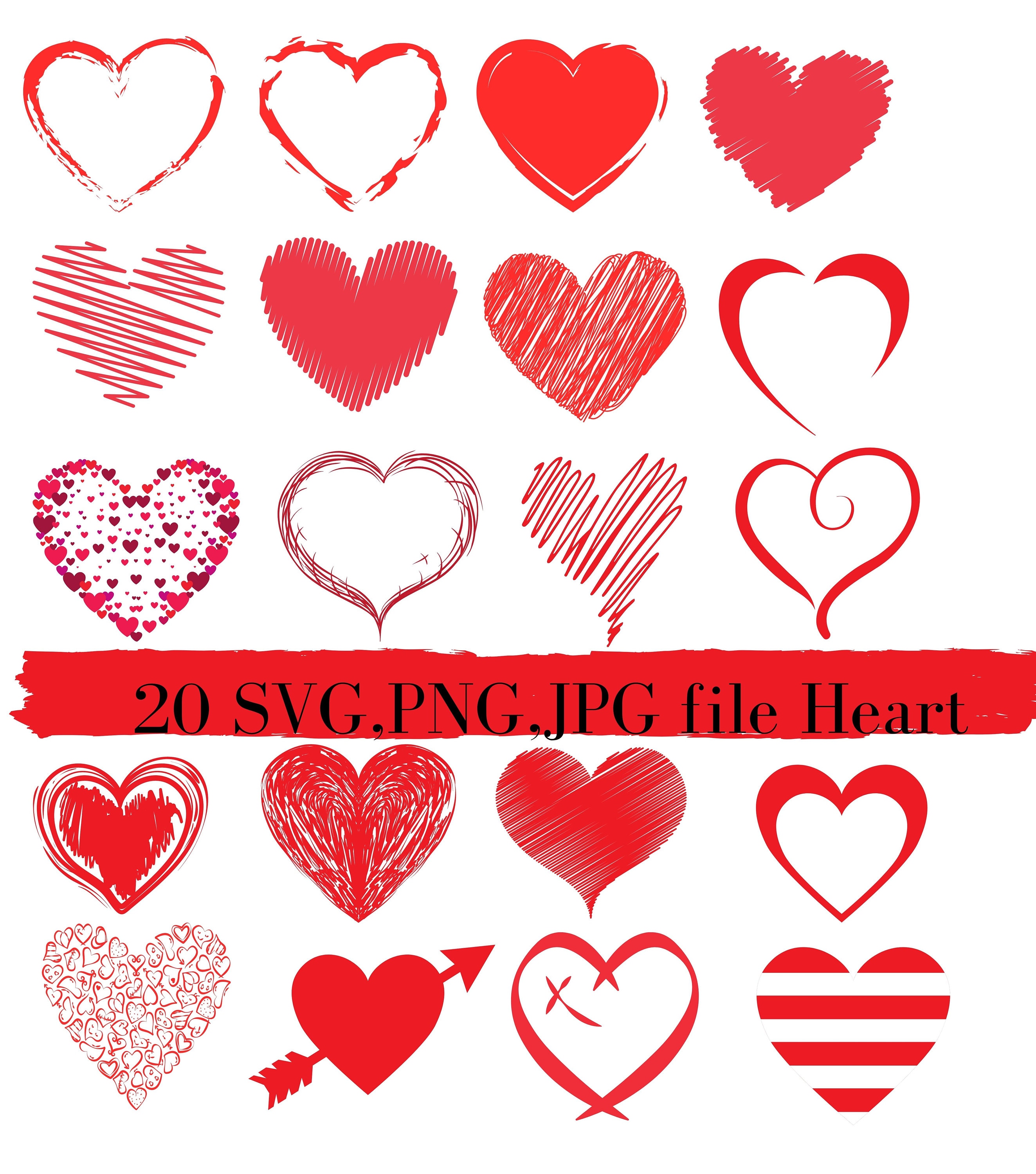 20 Heart SVG, Scribble Heart, Shape, Svg, Png,jpg,digital Download, Cut ...
