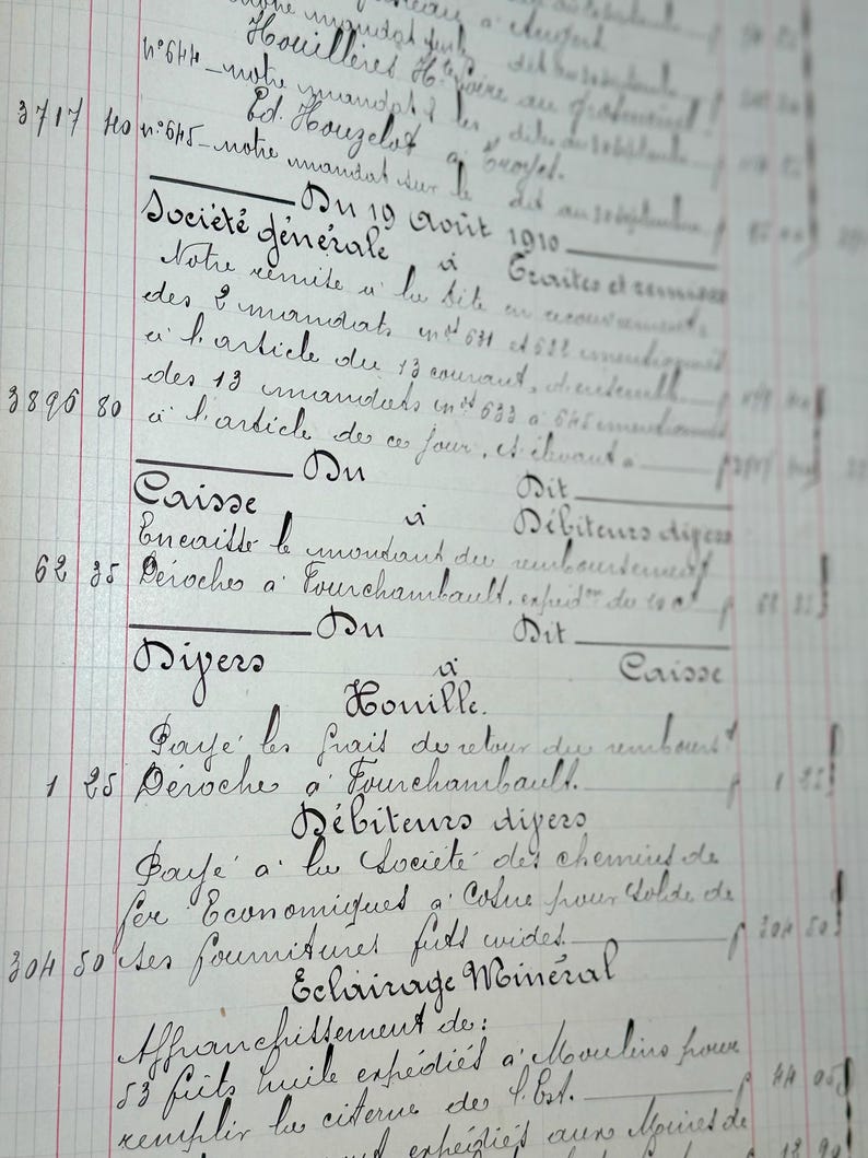 Vintage French Ledger - 6 Large Pages - Etsy