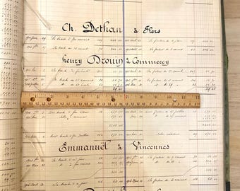 Antique French Ledger - Bundle of 6 Large Ledger Pages - Antique Junk ...