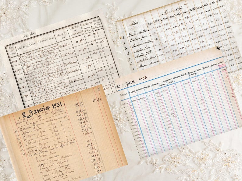 Antique French Ledger Pages: Ephemera for Junk Journals (digital Kit ...