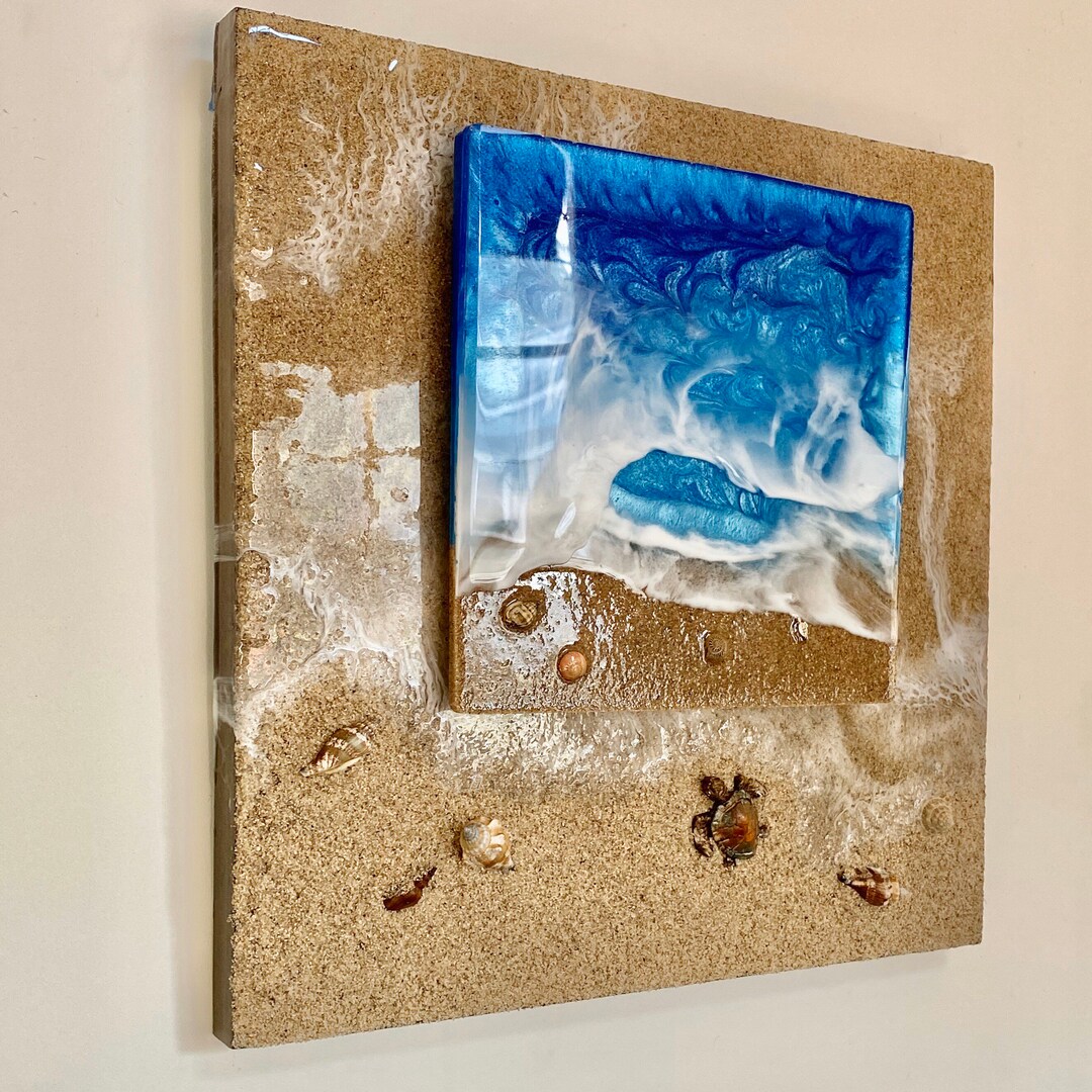 BEACH Resin Wall Art Sandy Beach Resin Art Ocean Wave - Etsy