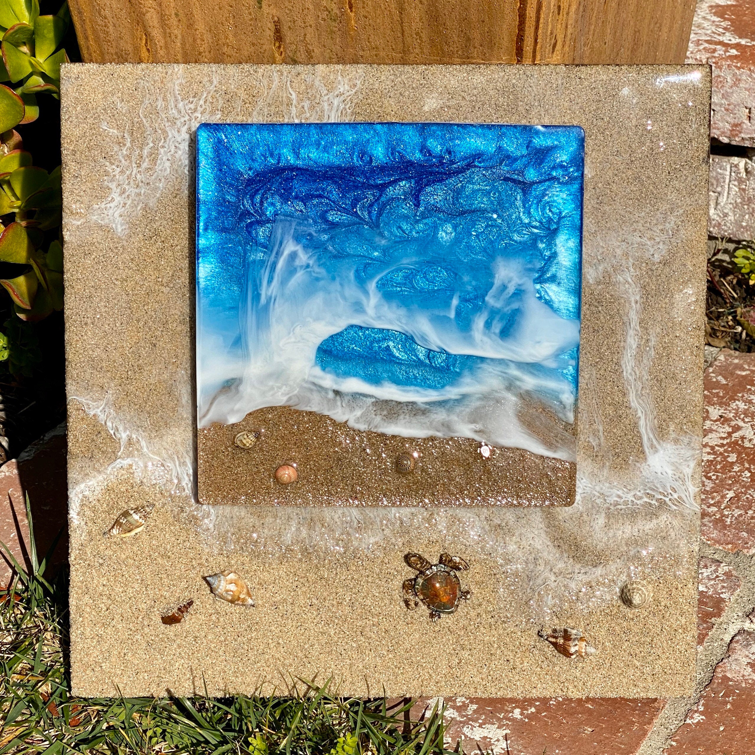 BEACH Resin Wall Art Sandy Beach Resin Art Ocean Wave - Etsy