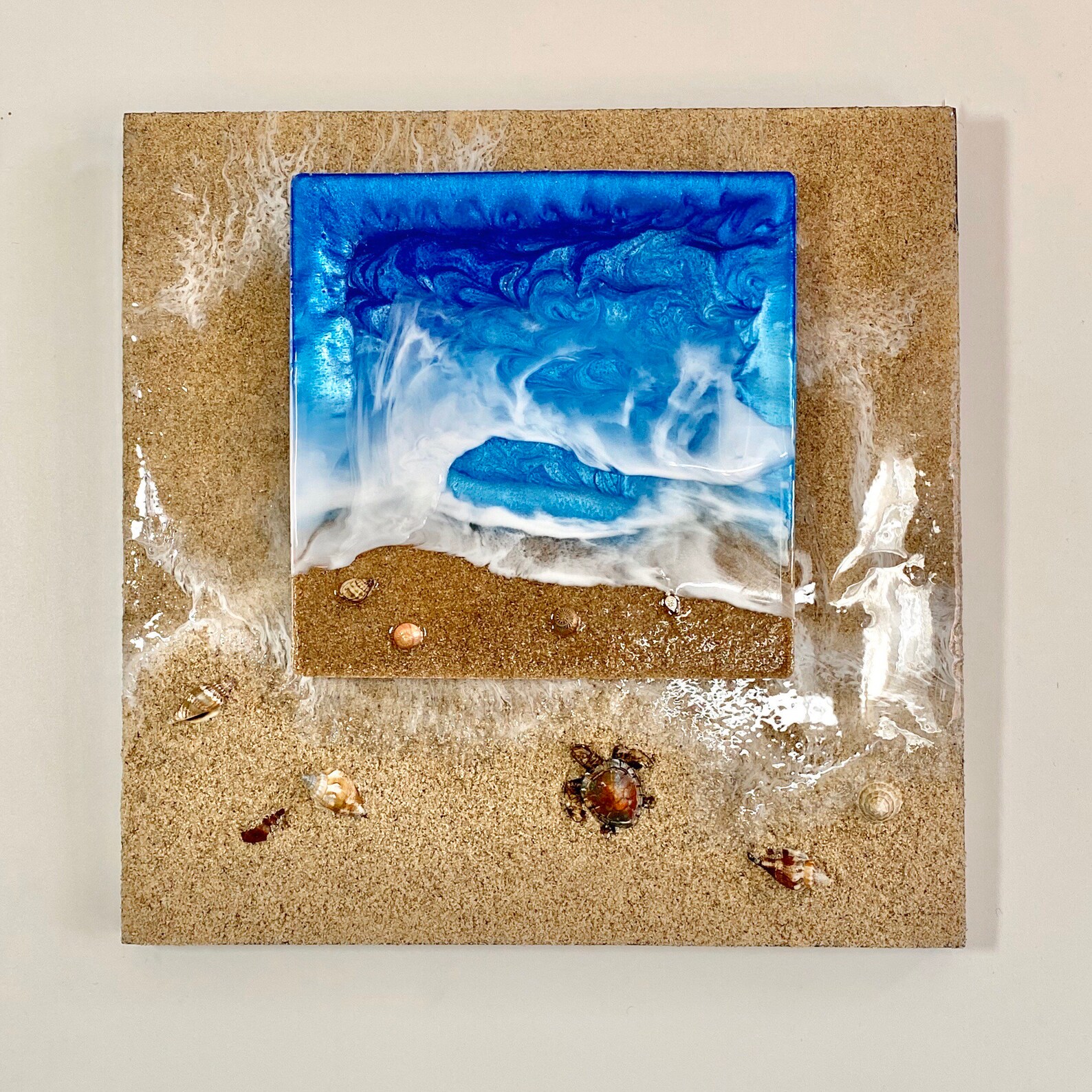 BEACH Resin Wall Art Sandy Beach Resin Art Ocean Wave | Etsy