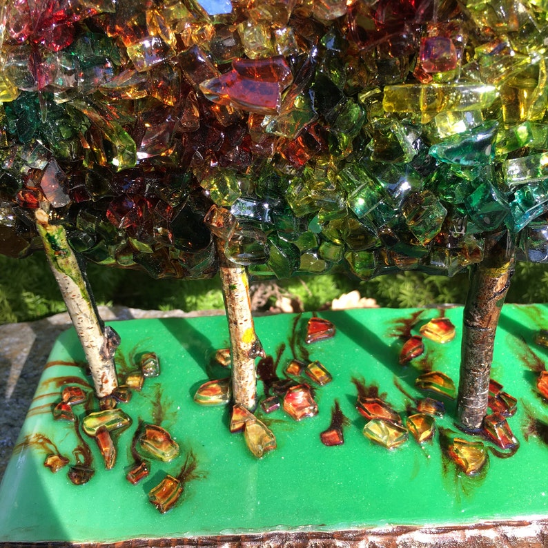 Autumn Glory Glass Sculpture Tree Sculpture Glass and Wood - Etsy