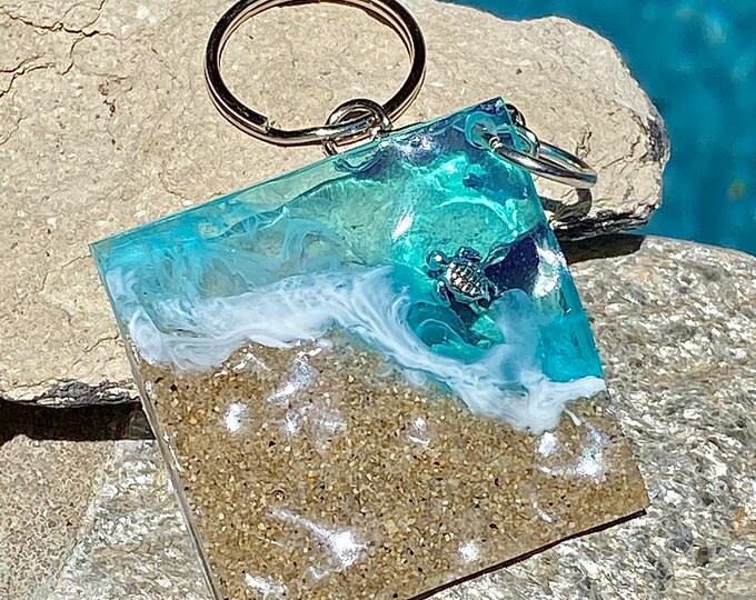 Beach Keychain Sea Turtle Jewelry Beach Key Chain With Sea - Etsy