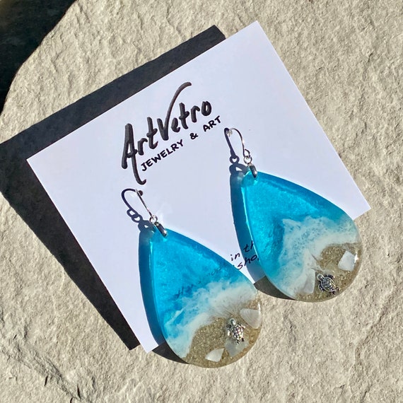 Sandy Beach Teardrop Earring Beach Jewelry Tropical Jewelry - Etsy