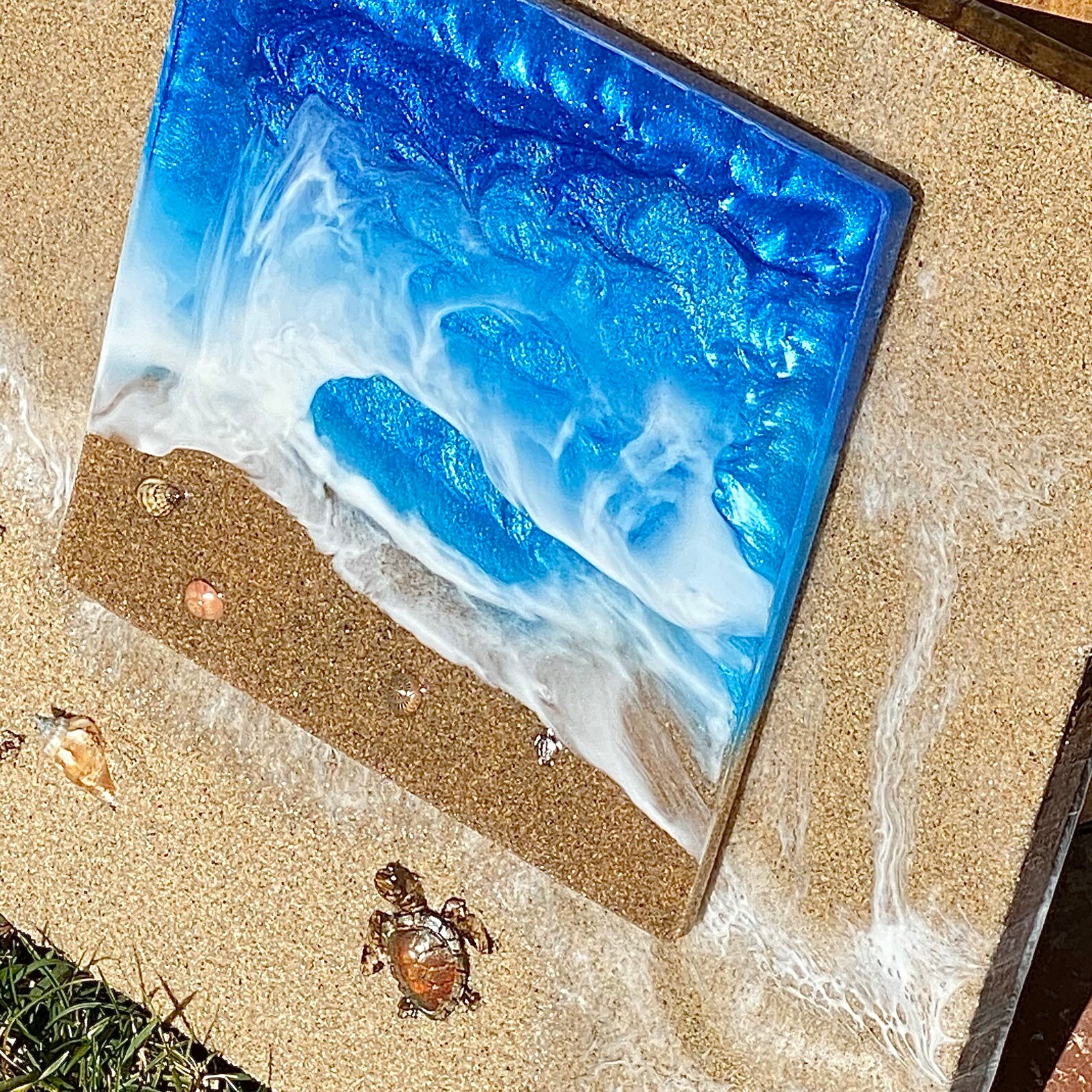 BEACH Resin Wall Art Sandy Beach Resin Art Ocean Wave | Etsy