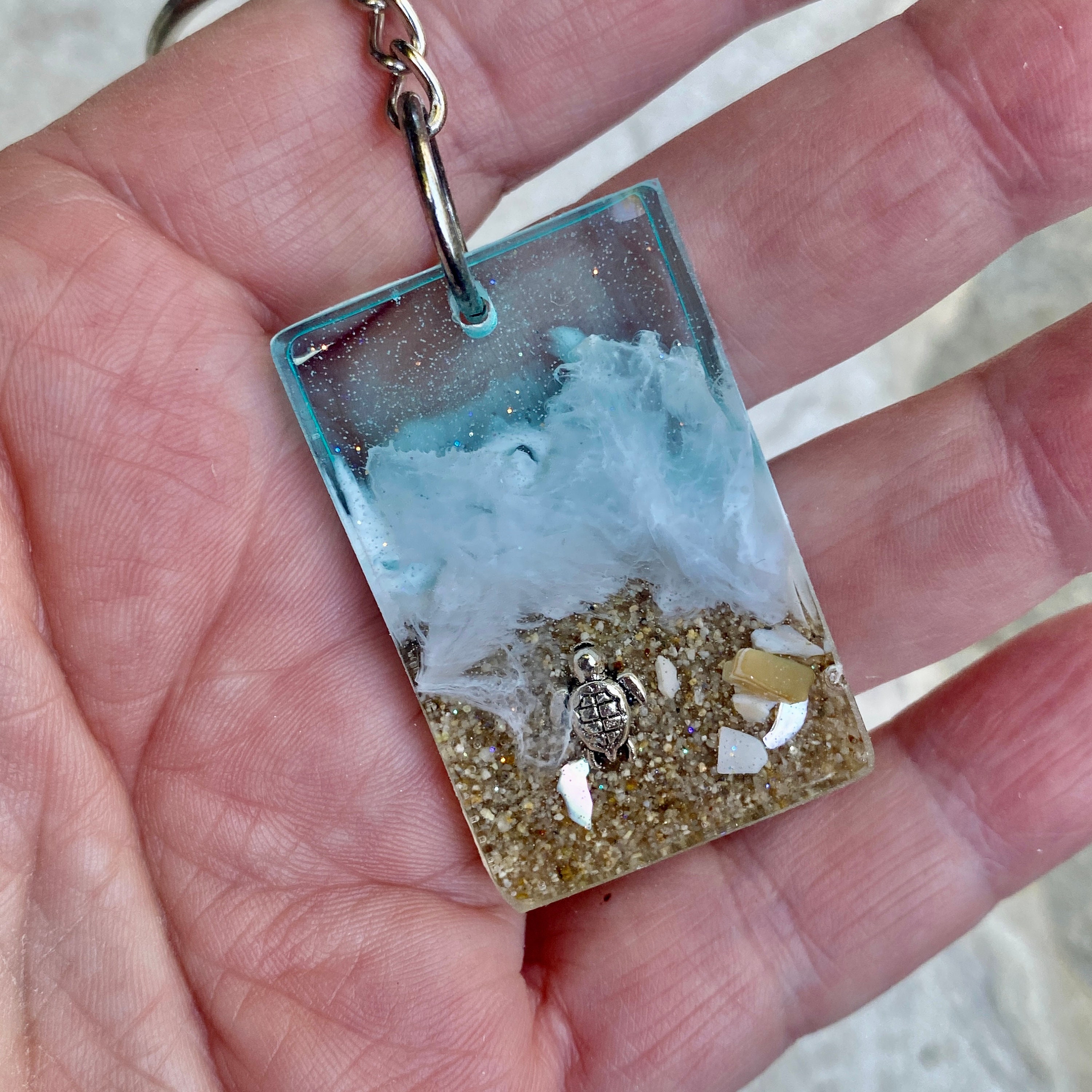 Resin 3D Beach Keychain 3 Sizes Sea Turtle Jewelry Beach | Etsy