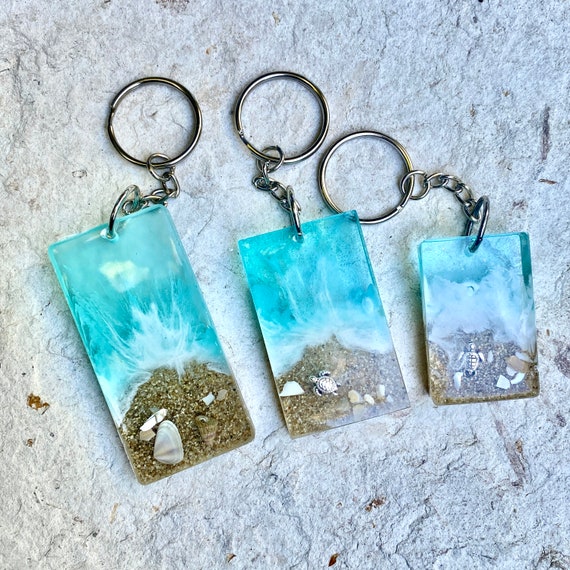 Resin 3D Beach Keychain 3 Sizes Sea Turtle Jewelry Beach | Etsy