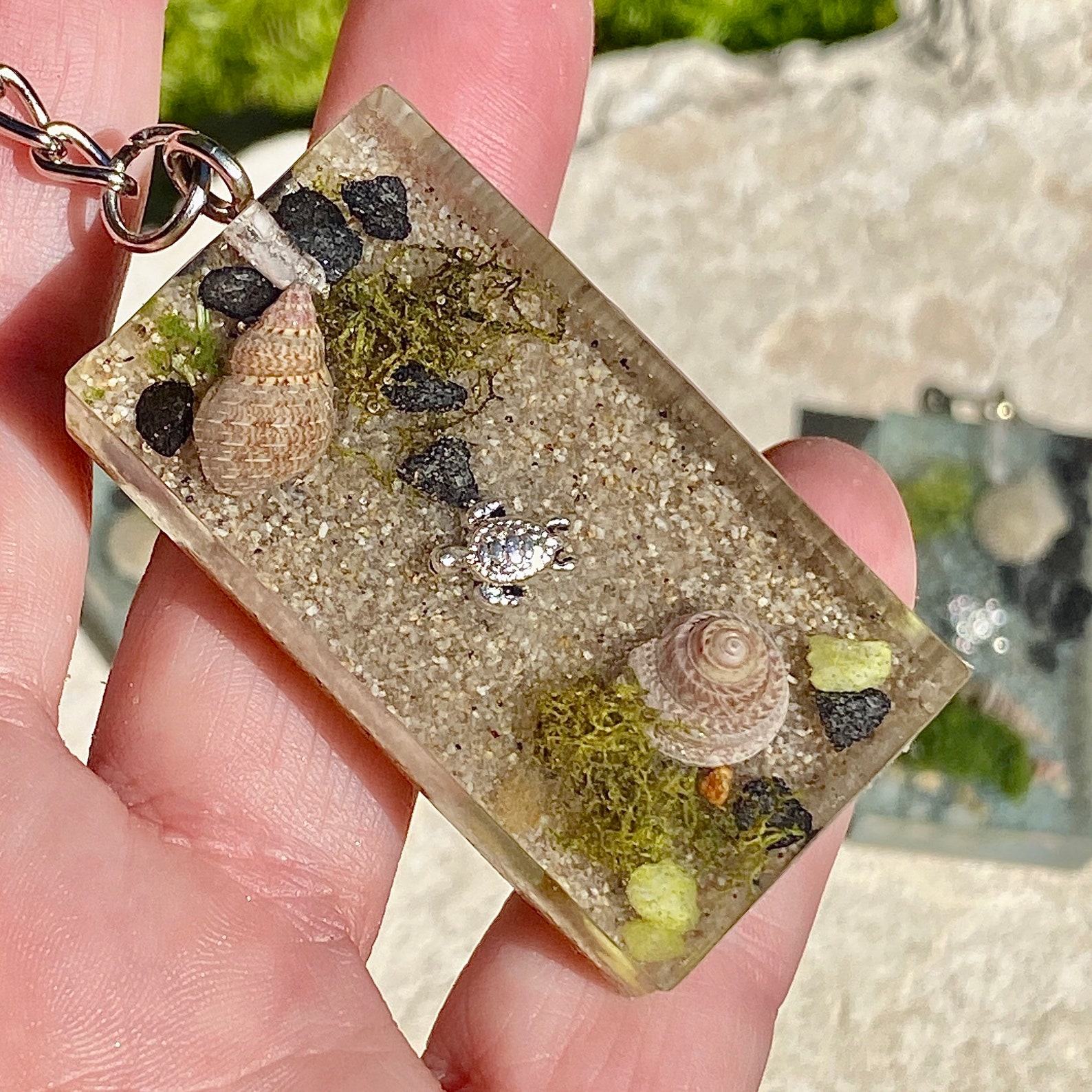 Mini Aquarium 3D Beach Keychain Purse Charm Sea Turtle | Etsy