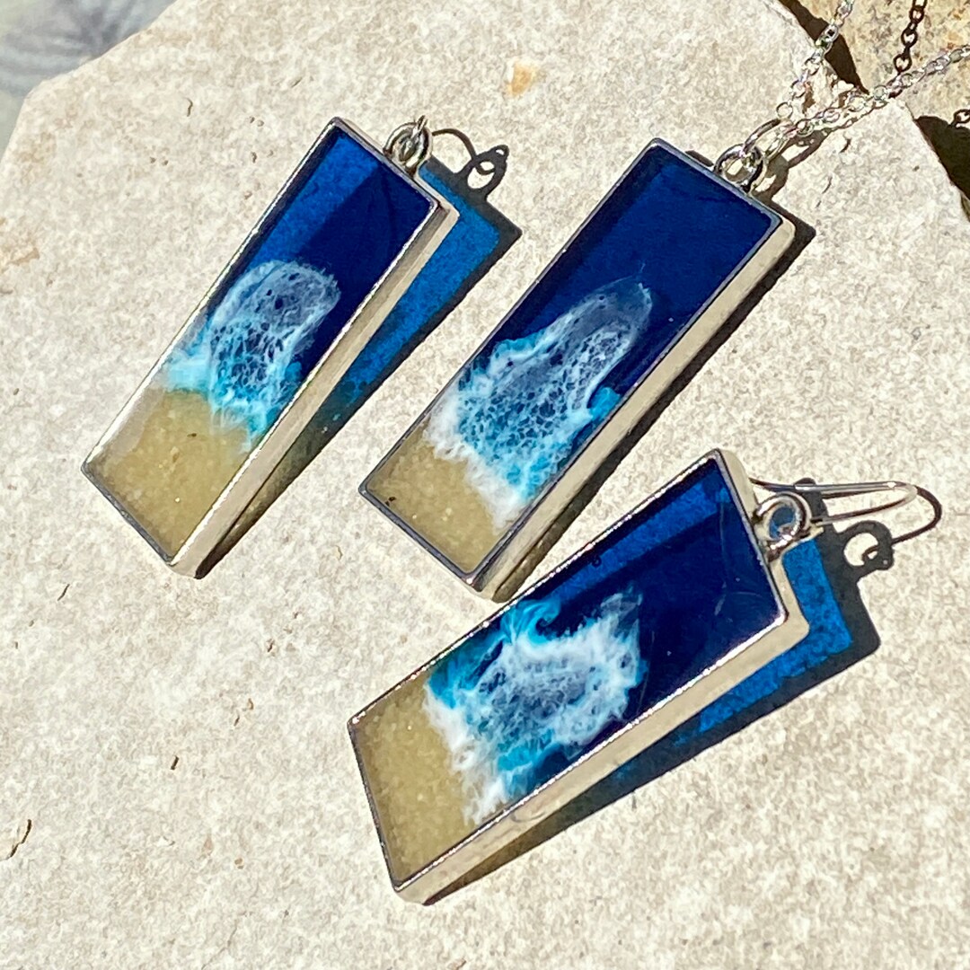 Sandy Beach Earring or Pendant. Beach Jewelry, Wave Earring, Wave ...