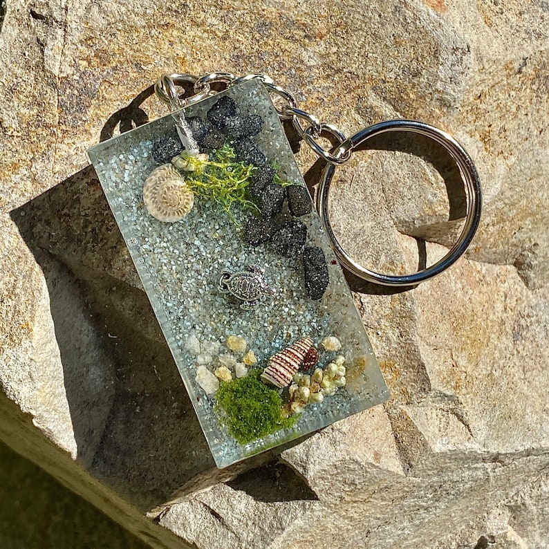 Mini Aquarium 3D Beach Keychain Purse Charm Sea Turtle - Etsy