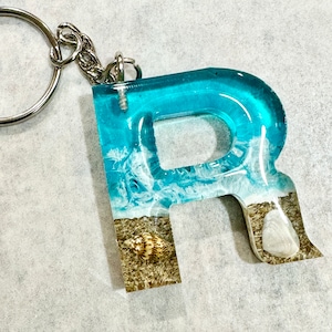 Resin Alphabet Beach Keychain, 3D Letters and Numbers Ocean Key Chain ...