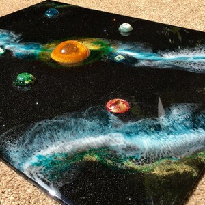 Galaxy Resin Art, Solar System Resin Painting, Space Abstract Art, Moon ...