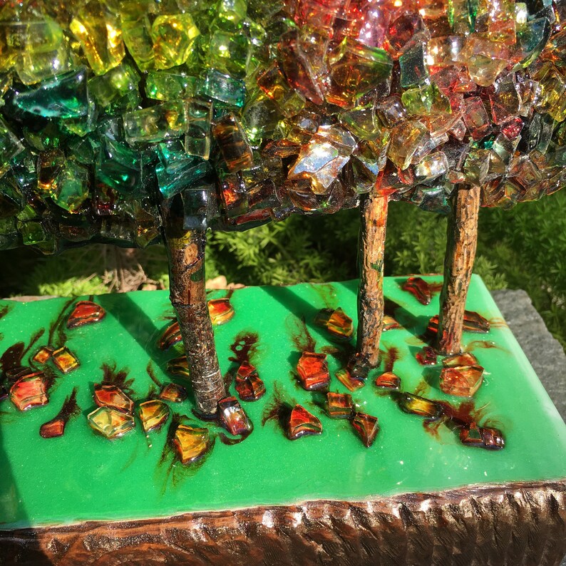 Autumn Glory Glass Sculpture Tree Sculpture Glass and Wood - Etsy