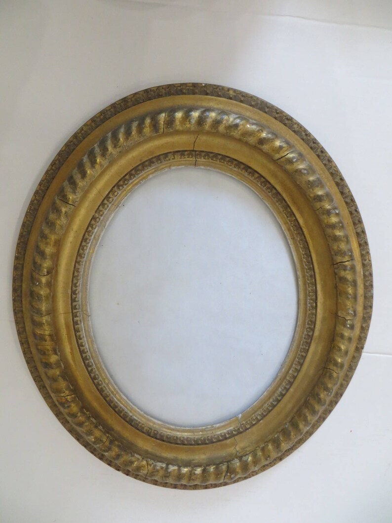 Antique 19th Century Oval Gilded Frame Rope Detail - Etsy