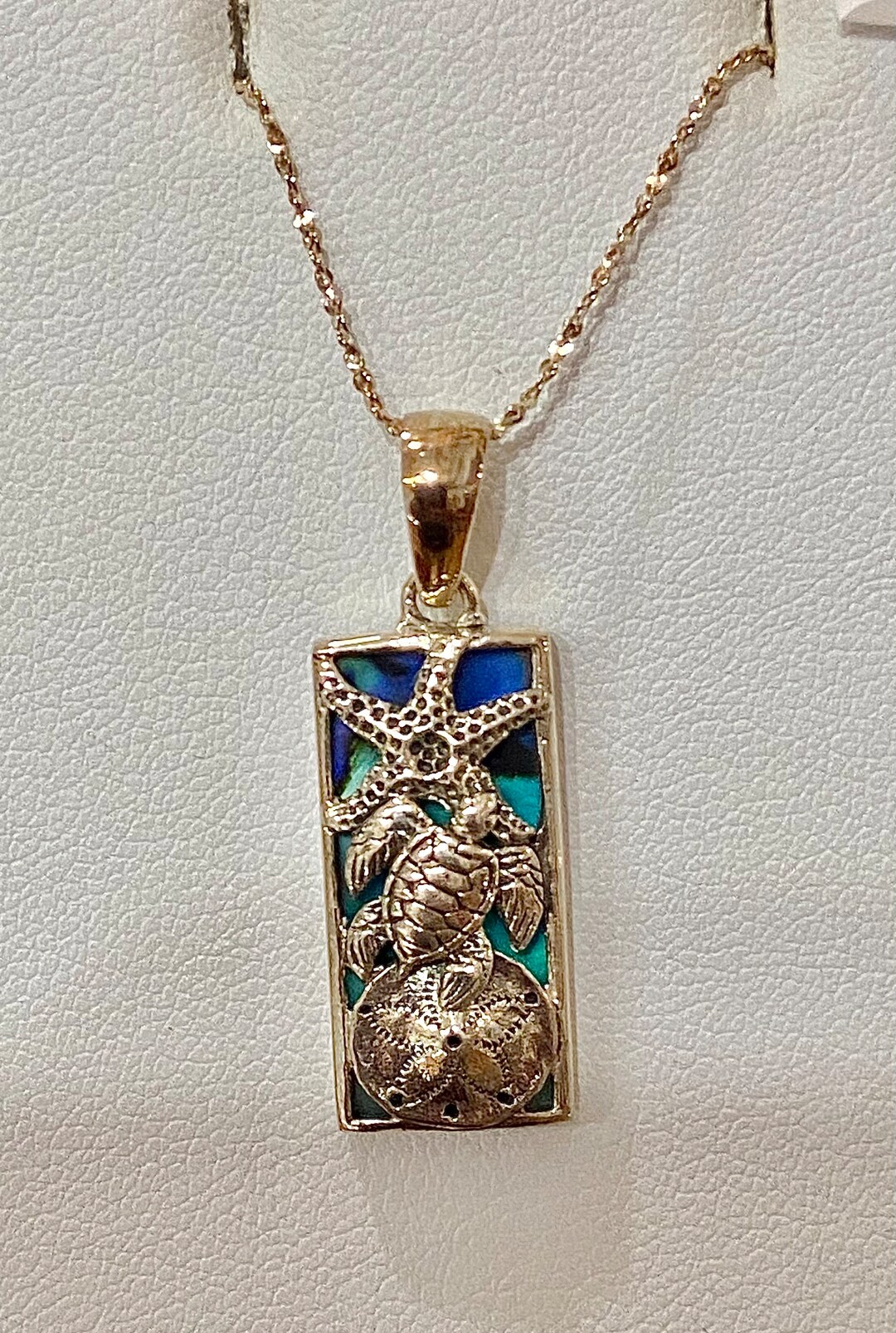 Sea Turtle Starfish and Sand Dollar Pendant Sterling Silver Necklace ...