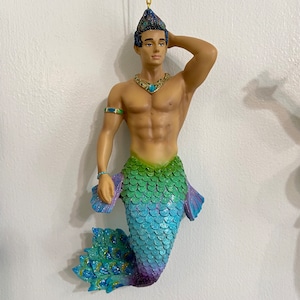 Name emerald Peacock Male Merman Mermaid December Diamonds Ornament - Etsy