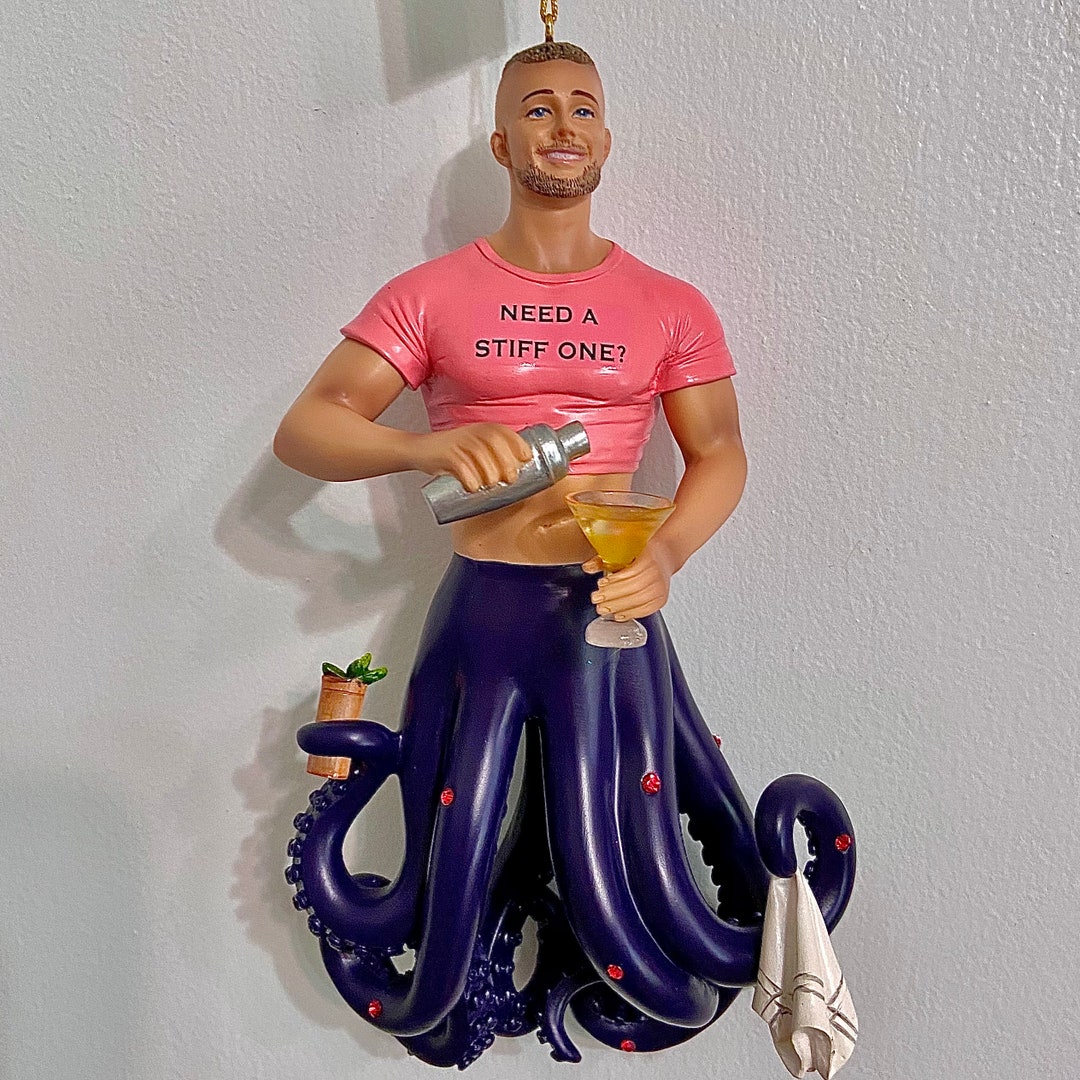 Merman “stiff One” Octopus Bar Tender December Diamonds Ornament - Etsy