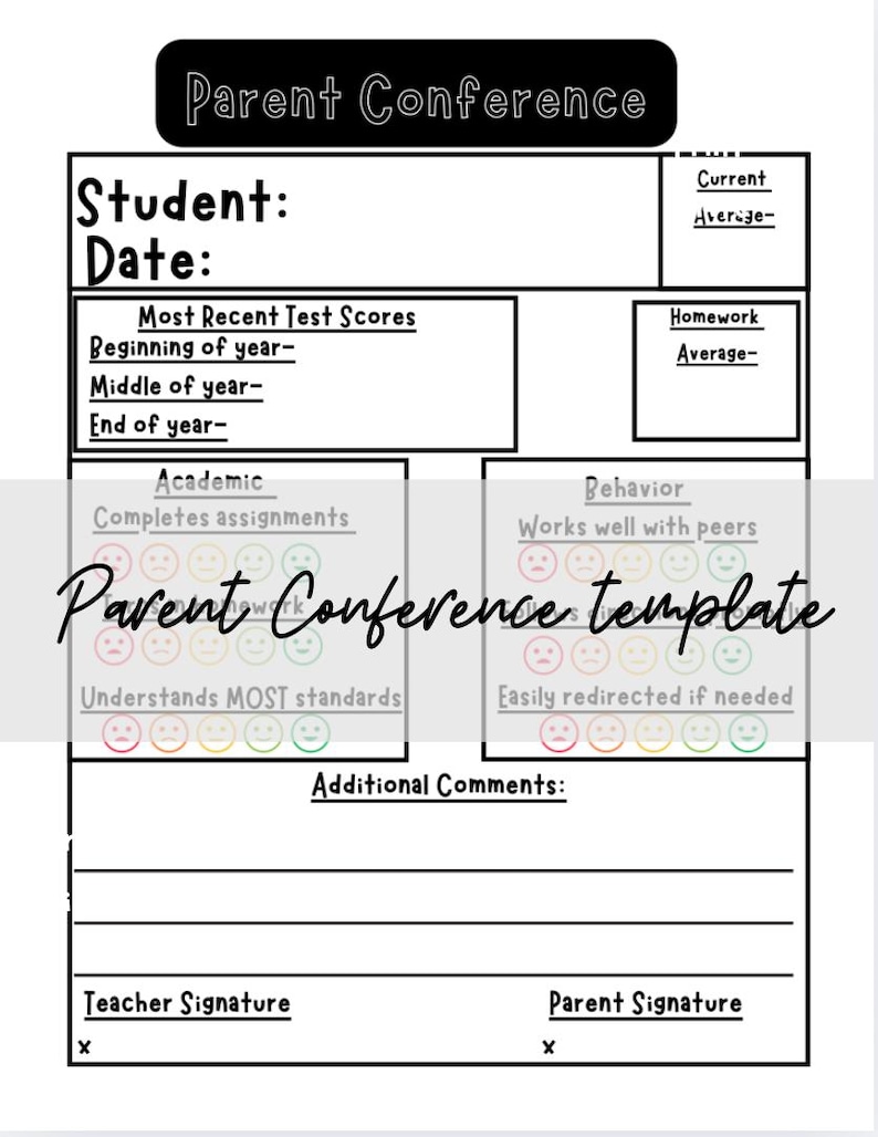 Parent Teacher Conference Template Printable - Etsy