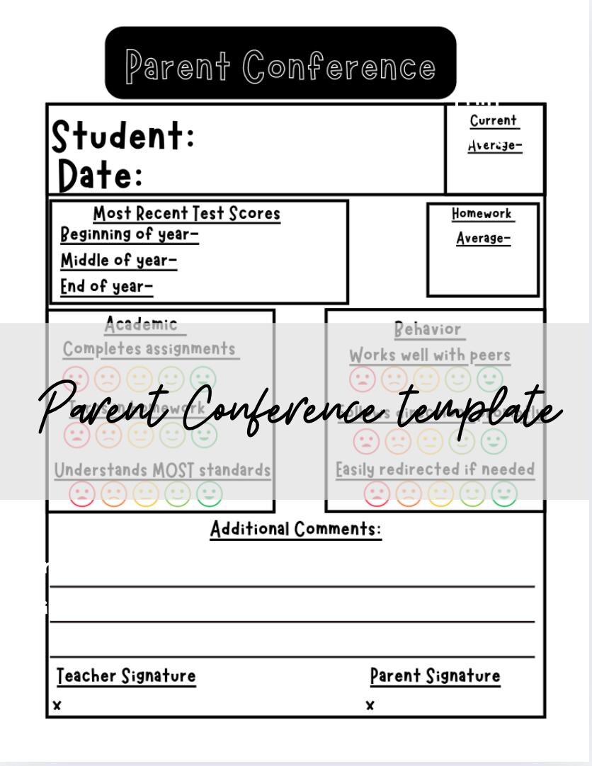 Parent Teacher Conference Template Printable - Etsy