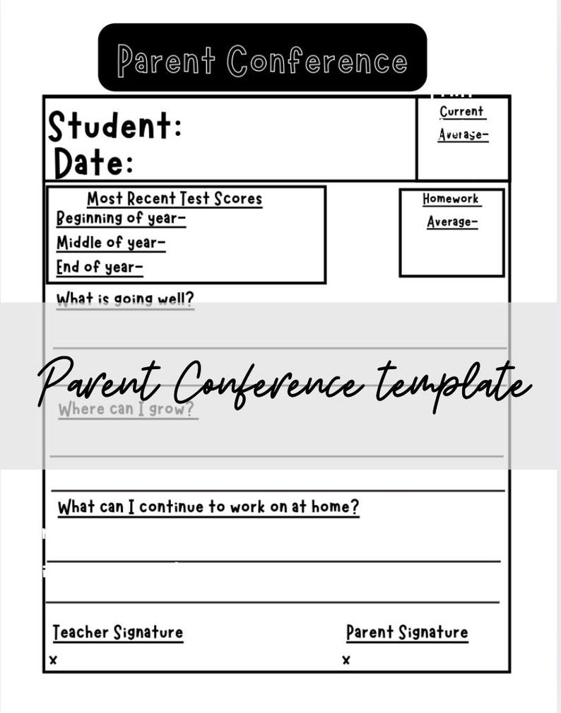 Parent Teacher Conference Template Printable - Etsy