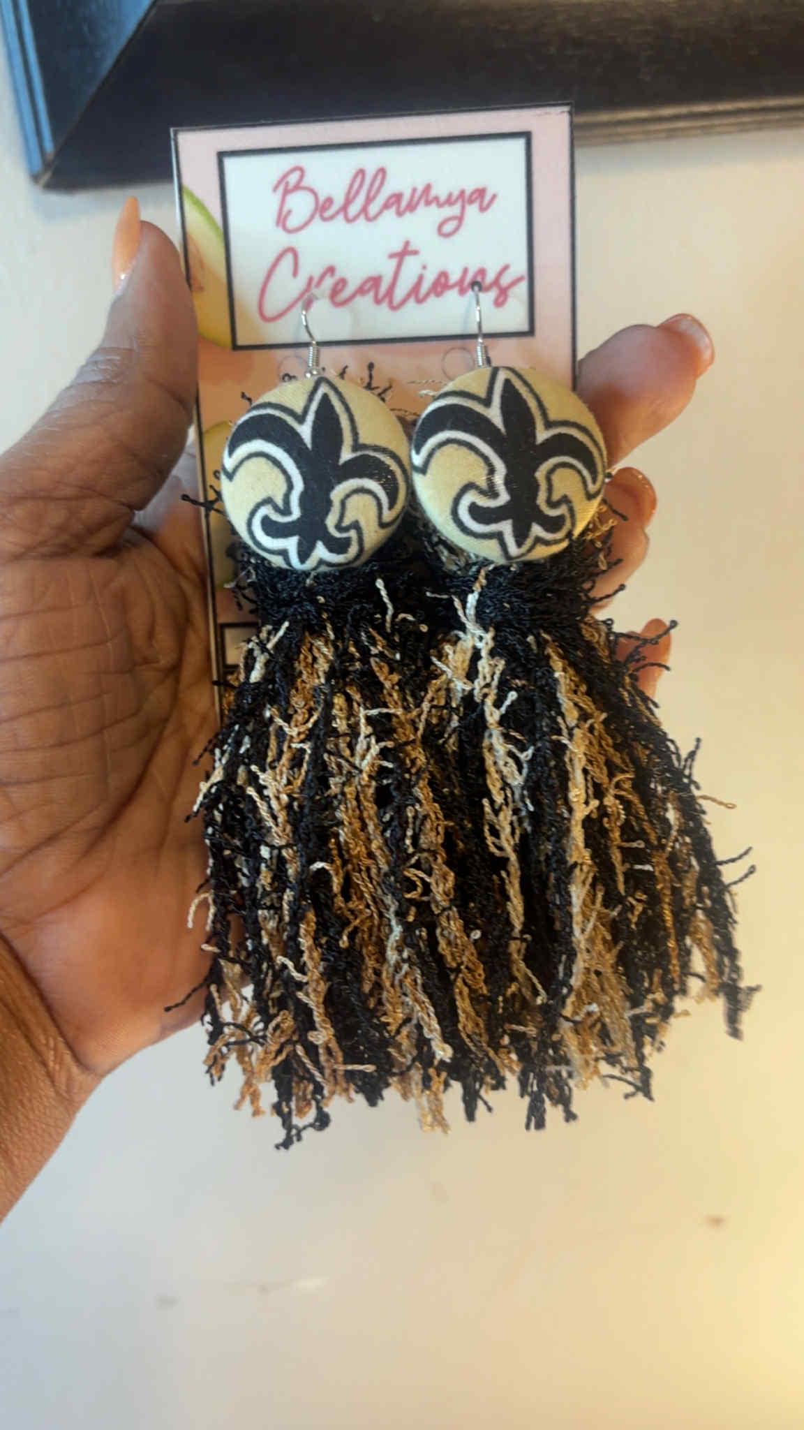 NFL Women Earrings Tassels Yarn Fashion Sports Team Jewelry Saint ...