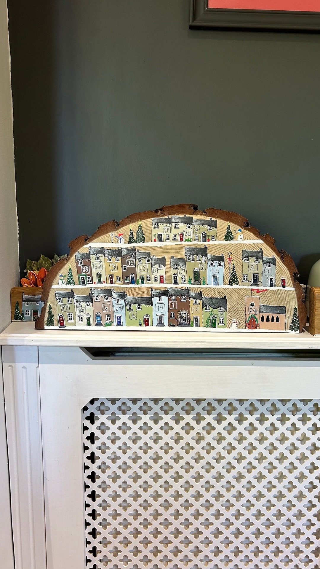 Wood Slice Advent Calendar, Wooden Festive Decoration, Christmas Decor ...