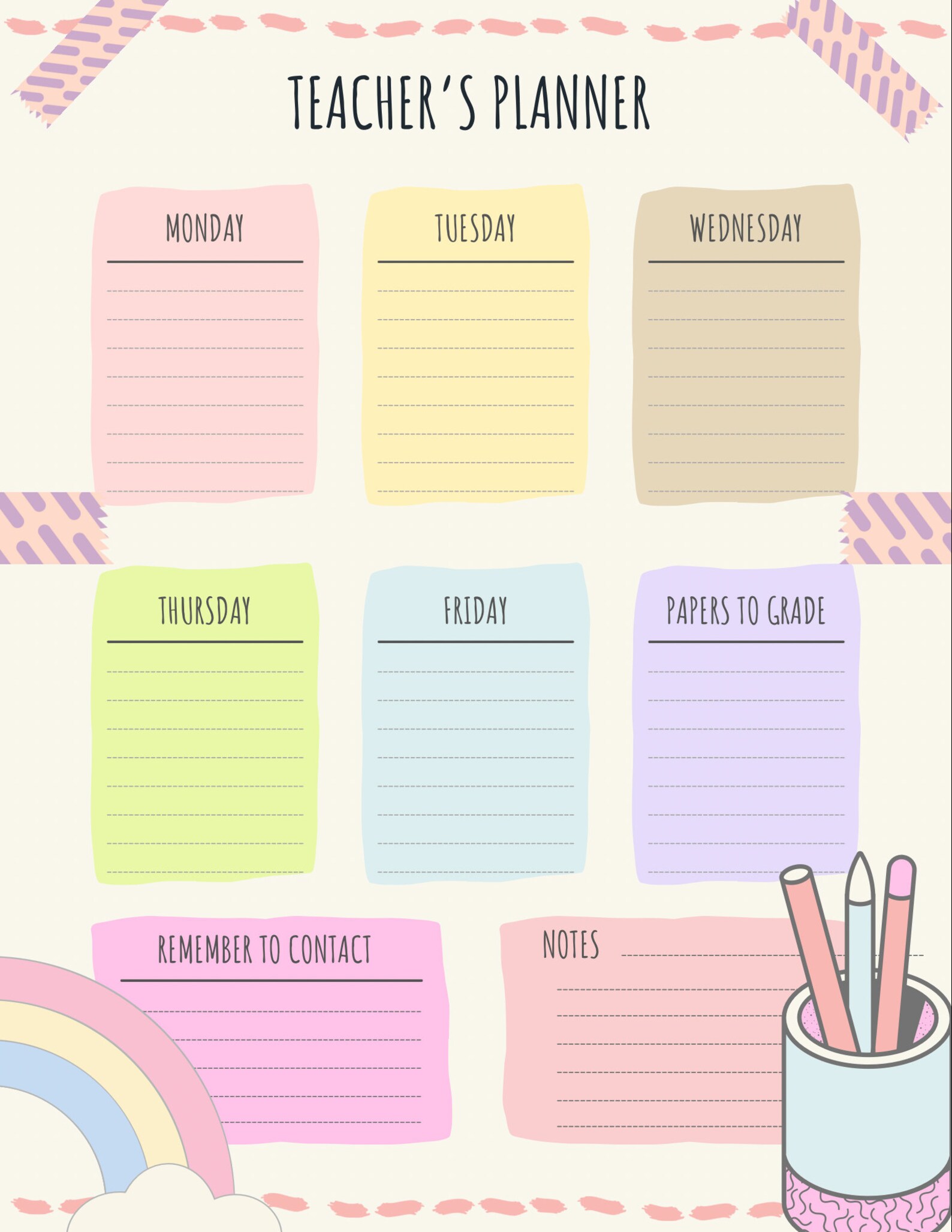 Teachers Weekly Planner - Etsy