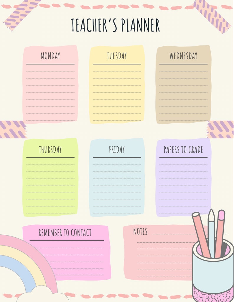 Teachers Weekly Planner - Etsy