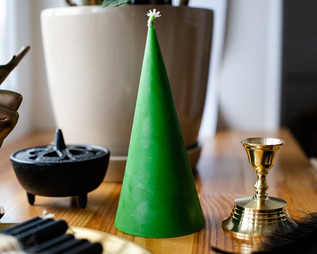 Green Cone Ritual Candle 15cm, Home Altar, Candlestick, Witchy, Magiс ...