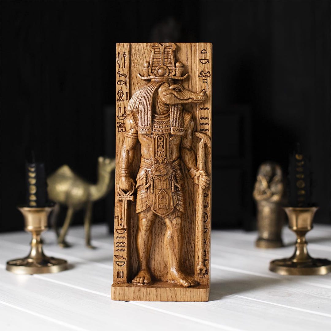 Sobek Statue - Egyptian Pantheon Kemetic Statue of Lizardman With Ankh ...