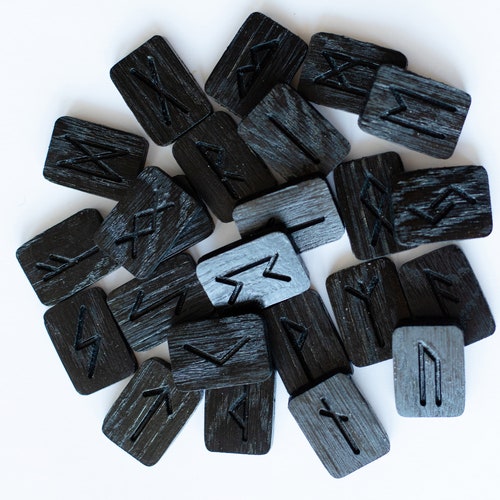 BLACK Runes Elder Futhark Runic Kit Viking Protection Runes | Etsy