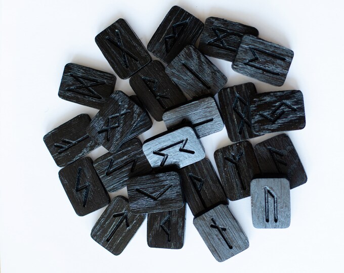 BLACK Runes Elder Futhark, Runic Kit, Viking Protection Runes, Nordic ...