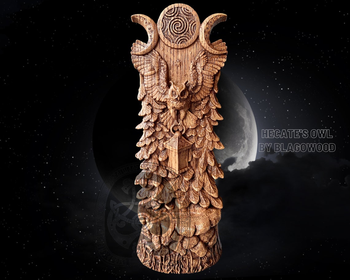 Hecate's Owl Statue Bird Greek Goddess for Pagan Home | Etsy