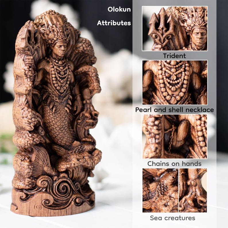 Olokun Mini Statue – Water Deity, Wall Hung Sculpture of Yoruba Statue ...